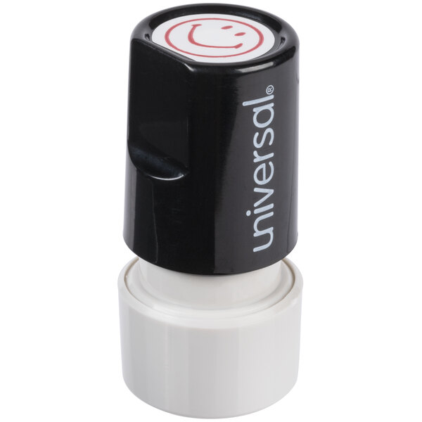 Universal UNV10080 3/4" Round Red Pre-Inked Smile Face Stamp
