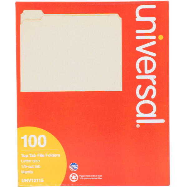 Universal UNV12115 Letter Size File Folder - Standard Height with 1/5 ...