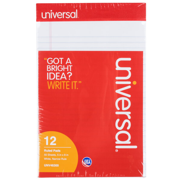 Universal UNV46300 5" x 8" Narrow Ruled White Perforated Edge Writing ...