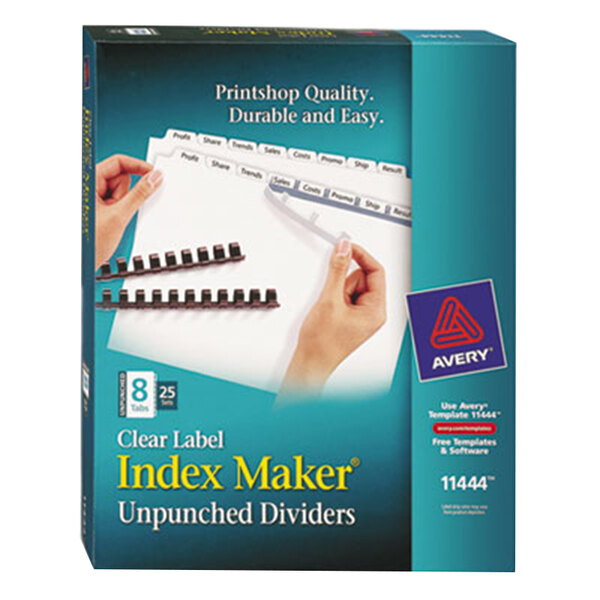 Avery® 11444 Index Maker Unpunched 8-Tab Divider Set with Clear Label ...