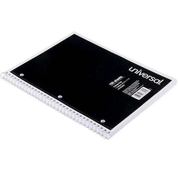 Universal UNV66600 11" x 8 1/2" Black 1 Subject College Ruled Wirebound ...