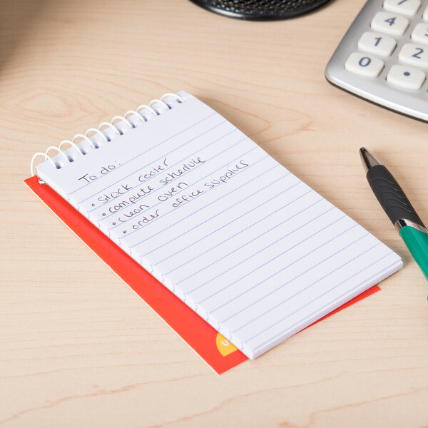 Universal UNV20435 5" x 3" Orange Top Wirebound Narrow Ruled Memo Book ...