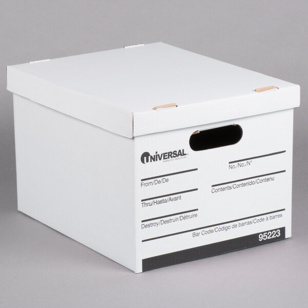 Universal UNV95223 15" x 12" x 10" White Letter/Legal Sized Corrugated ...