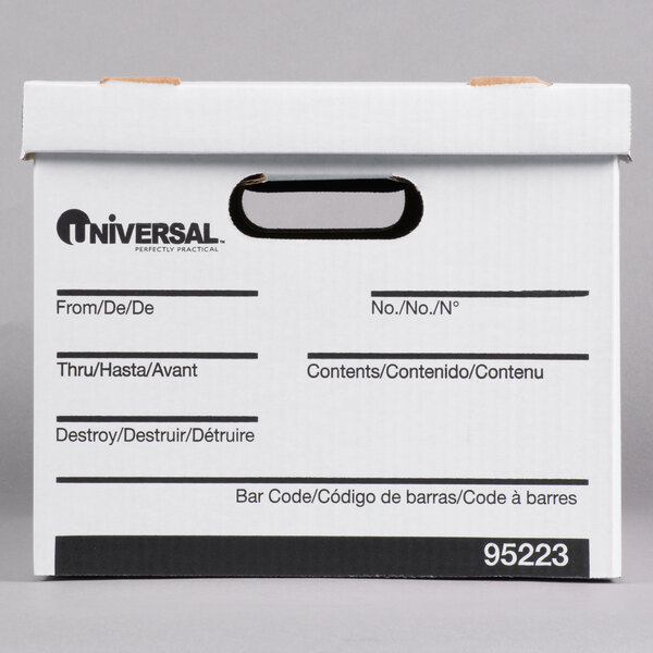 Universal UNV95223 15" x 12" x 10" White Letter/Legal Sized Corrugated ...