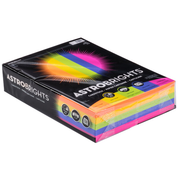 Neenah 21004 Astrobrights 8 1/2" x 11" Brilliant Assorted 65# Smooth ...