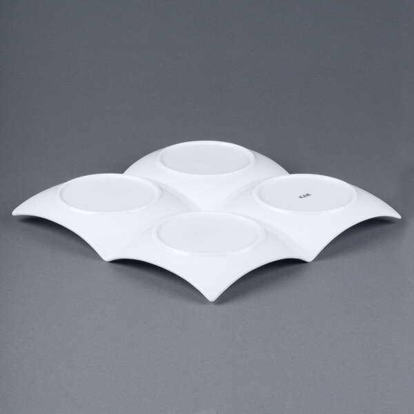 CAC F-P16 Fortune 10" White Porcelain Divided Tasting Plate - 12/Case