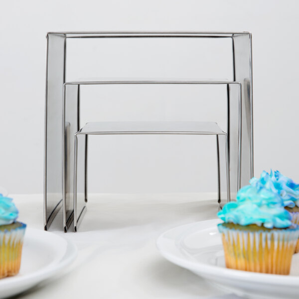 American Metalcraft RSS3 Satin Finish Stainless Steel Riser Set