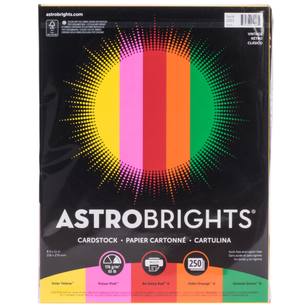 Neenah 21003 Astrobrights 8 1/2" x 11" Bold Assorted 65# Smooth Color ...