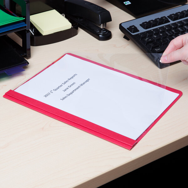 Universal Office UNV57123 11" x 8 1/2" Red Leatherette Embossed Paper ...