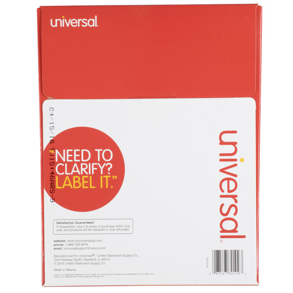 Universal UNV80109 8 1/2" x 11" White Permanent Labels - 100/Box