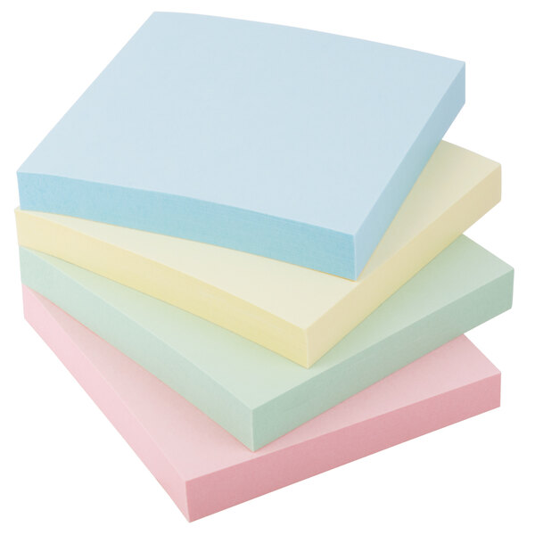 Universal UNV35669 3" x 3" Assorted Pastel Color Self-Stick Note - 12/Pack