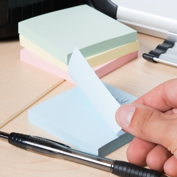 Universal UNV35669 3" x 3" Assorted Pastel Color Self-Stick Note - 12/Pack