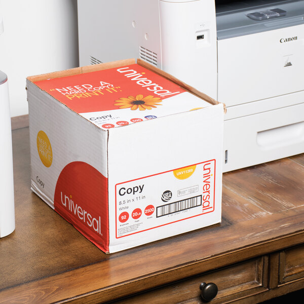 Universal Office UNV11289 8 1/2" x 11" White Case of 20 lb. Copy Paper ...