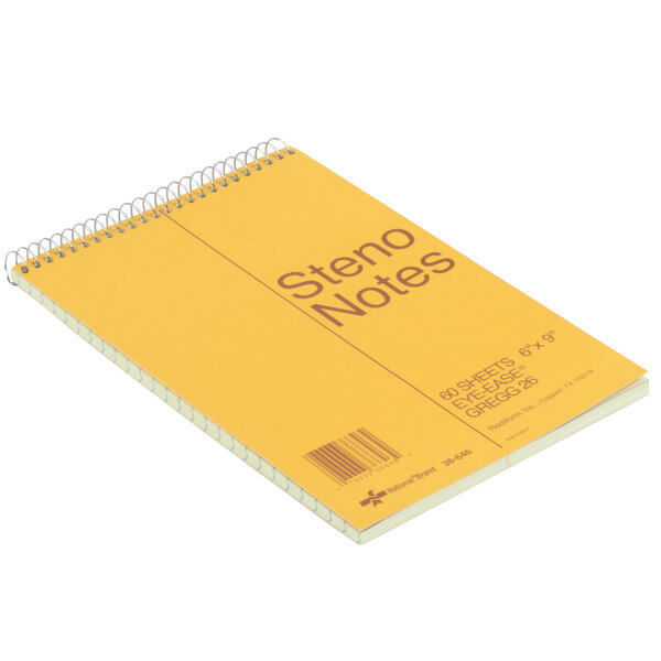 National 36646 6" x 9" Brown Gregg Rule Standard Spiral Steno Book - 60 ...