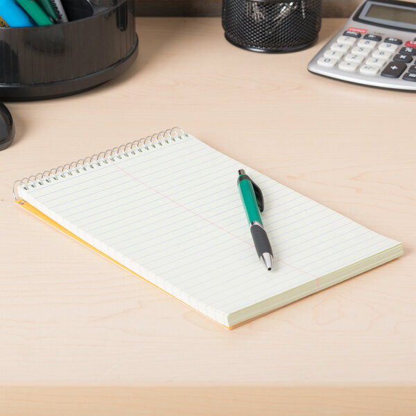 Rediform Office 36746 6" x 9" Green Gregg Rule Standard Spiral Steno ...