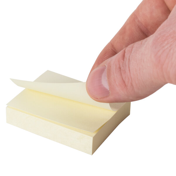 Universal UNV28062 1 1/2" x 2" Yellow Recycled Sticky Note - 12/Pack