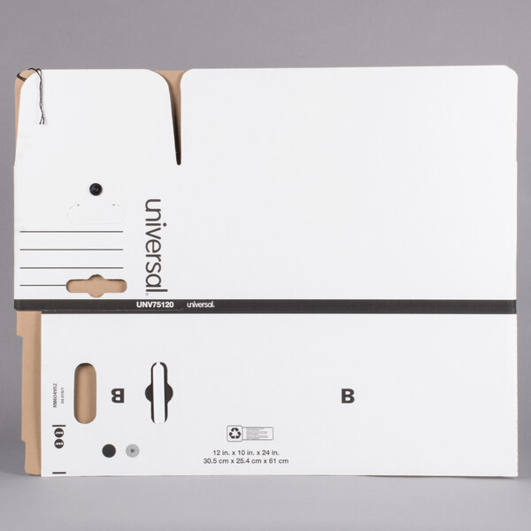 Universal UNV75120 24" x 12" x 10" White Economy Fiberboard Storage Box ...