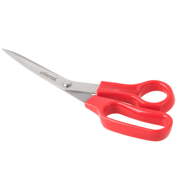 Universal UNV92019 7 3/4" Stainless Steel Scissors with Red Bent Handle ...