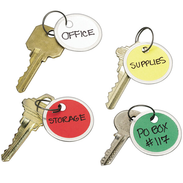 Avery® 11026 1 1/4" Metal Rim Assorted Color Card Stock Key Tag - 50/Pack