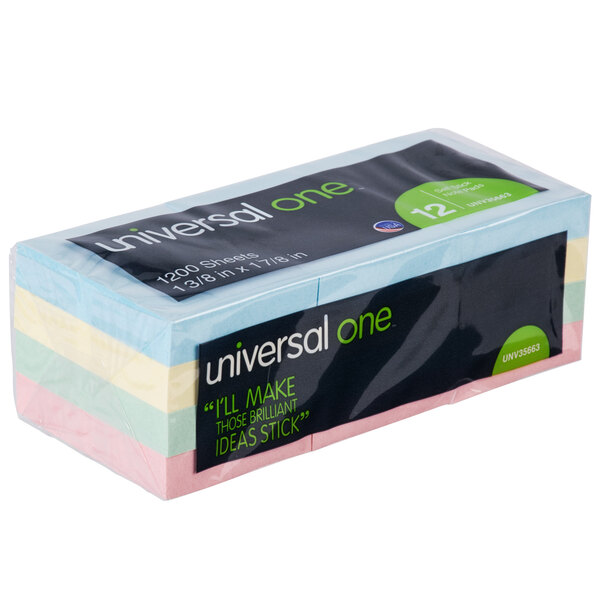 Universal UNV35663 1 1/2" x 2" Assorted Pastel Color Self-Stick Note ...