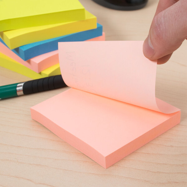 Universal UNV35612 3" x 3" Assorted Neon Color Self-Stick Note - 12/Pack