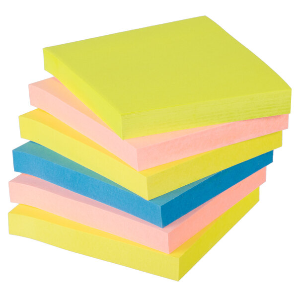 Universal UNV35612 3" x 3" Assorted Neon Color Self-Stick Note - 12/Pack