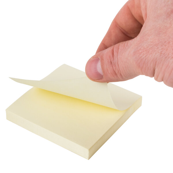 Universal UNV28068 3" x 3" Yellow Recycled Sticky Note - 18/Pack