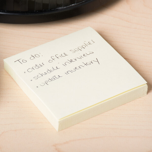 Universal UNV28068 3" x 3" Yellow Recycled Sticky Note - 18/Pack