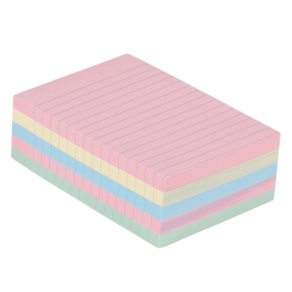 Universal UNV35616 4" x 6" Lined Assorted Pastel Color Self-Stick Notes ...
