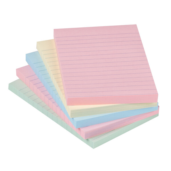 Universal UNV35616 4" x 6" Lined Assorted Pastel Color Self-Stick Notes ...
