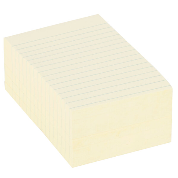 Universal UNV28073 4" x 6" Yellow Ruled Recycled Sticky Note - 12/Pack
