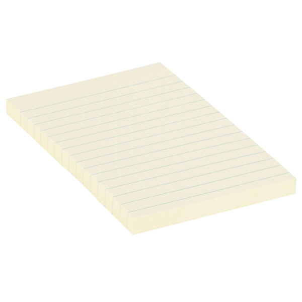Universal UNV28073 4" x 6" Yellow Ruled Recycled Sticky Note - 12/Pack