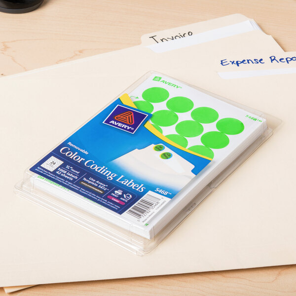 Avery® 5468 3/4" Neon Green Round Removable Write-On / Printable Labels ...