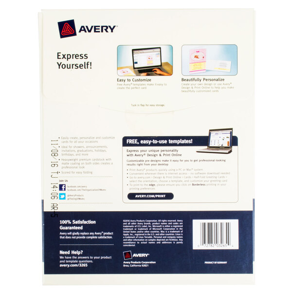 Avery® 3265 5 1/2" x 8 1/2" Printable Half-Fold Greeting Cards with ...