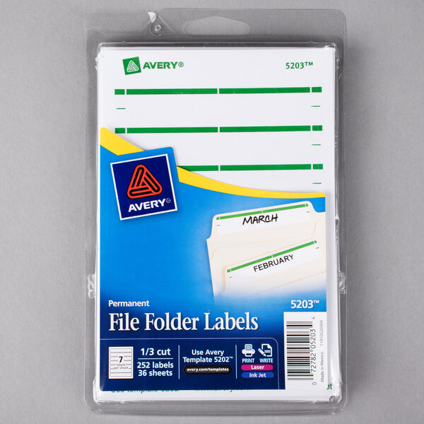 Avery® 5203 11/16" x 3 7/16" White / Green Rectangular Write-On ...