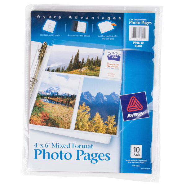 Avery® 13401 3-Hole Punched Mixed Format Photo Storage Pages - 10/Pack