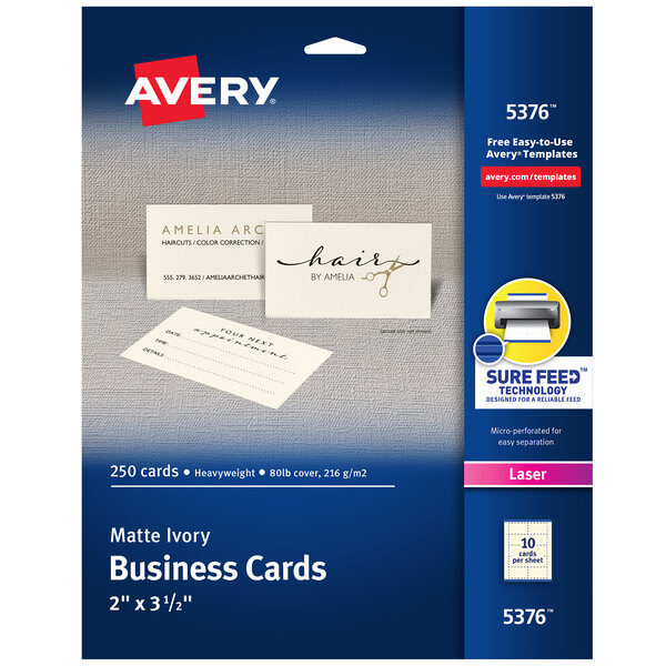 Avery® 5376 2" x 3 1/2" Matte Ivory Micro-Perforated Business Cards ...