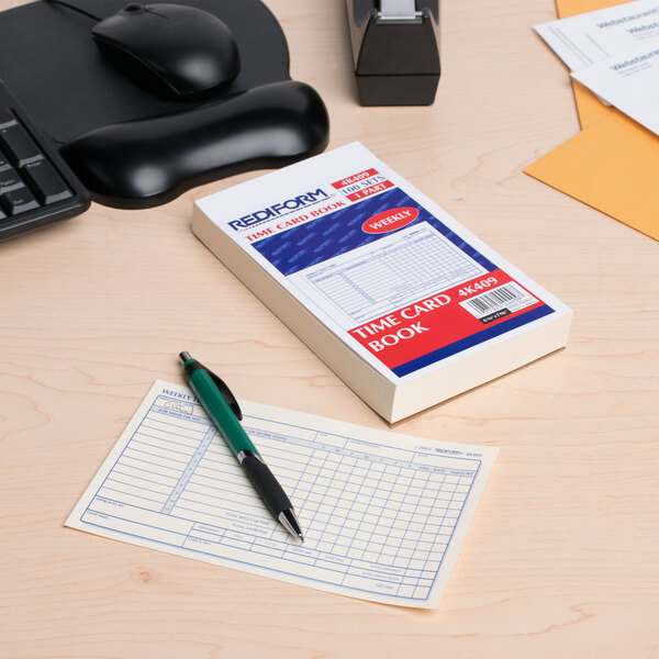 Rediform Office 4K409 Weekly Employee Time Card Book - 100 Sheets ...