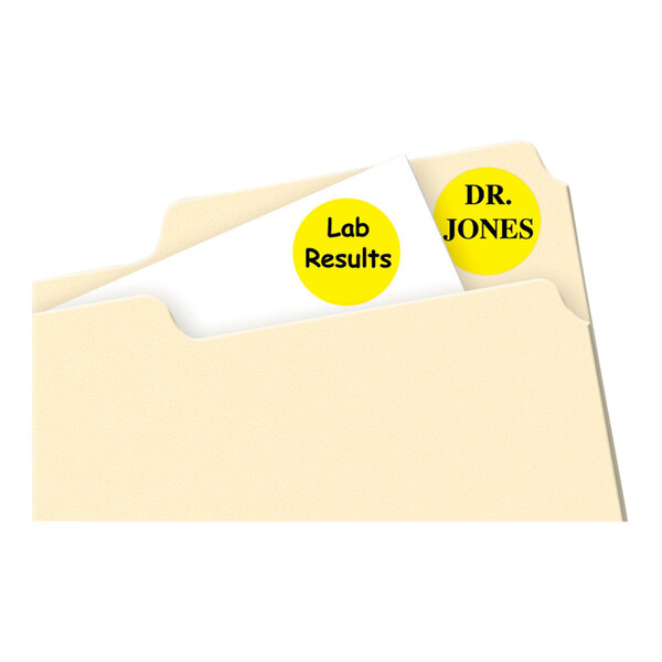 Avery® 5462 3/4" Yellow Round Removable Write-On / Printable Labels ...