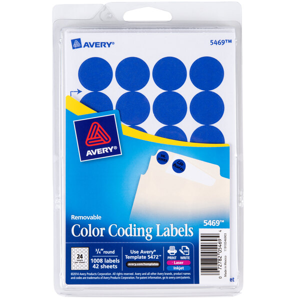 Avery® 5469 3/4" Dark Blue Round Removable Write-On / Printable Labels ...