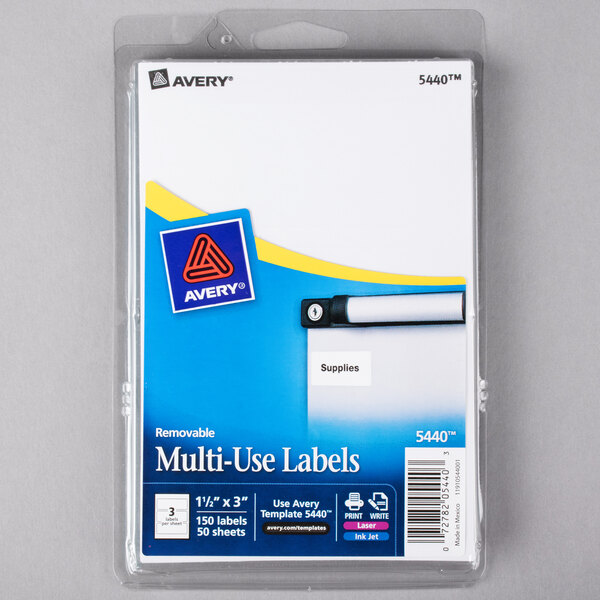 Avery® 5440 1 1/2" x 3" White Rectangular Removable Write-On ...