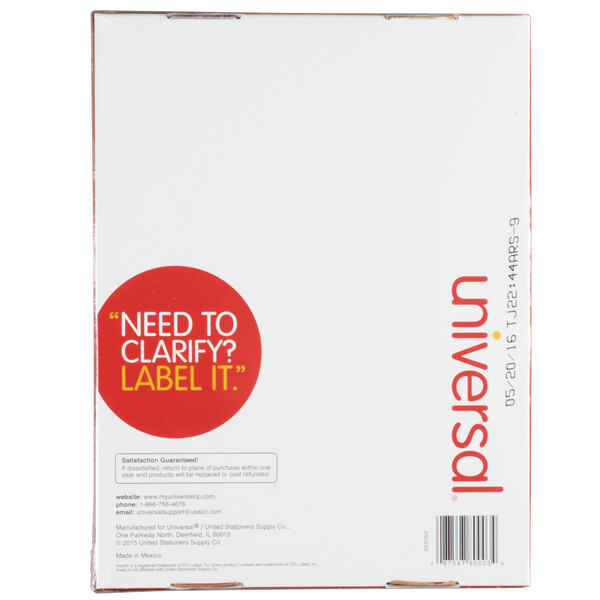 Universal UNV80003 1 1/3" x 4" White Permanent Laser and Inkjet Printer ...