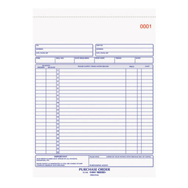 Rediform Office 1L146 8 1/2" x 11" 2-Part Carbonless Purchase Order ...