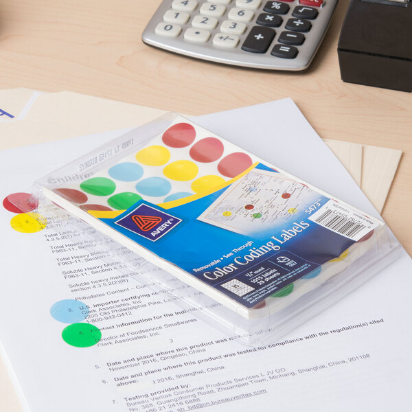 Avery® 5473 3/4" Round Assorted Removable See-Through Color-Coding Dot ...