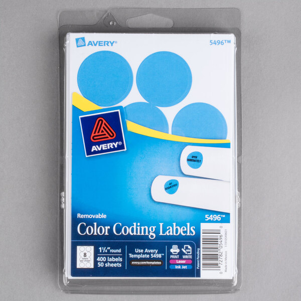 Avery® 5496 1 1/4" Light Blue Round Removable Write-On / Printable ...