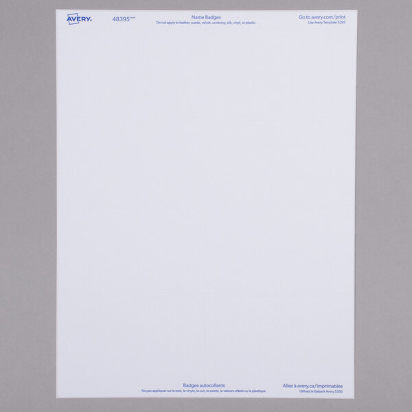 Avery® 48395 2 1/3" x 3 3/8" Ecofriendly White Adhesive Name Badge ...