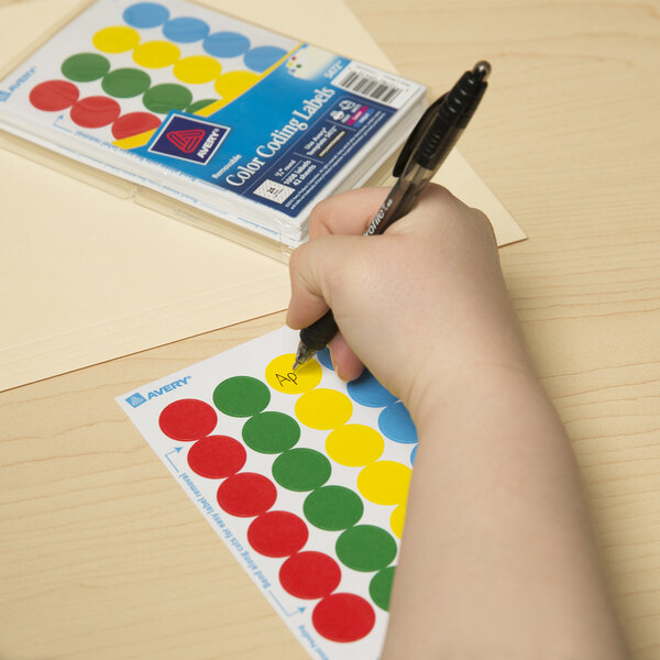 Avery® 5472 3/4" Assorted Colors Round Removable Write-On / Printable ...