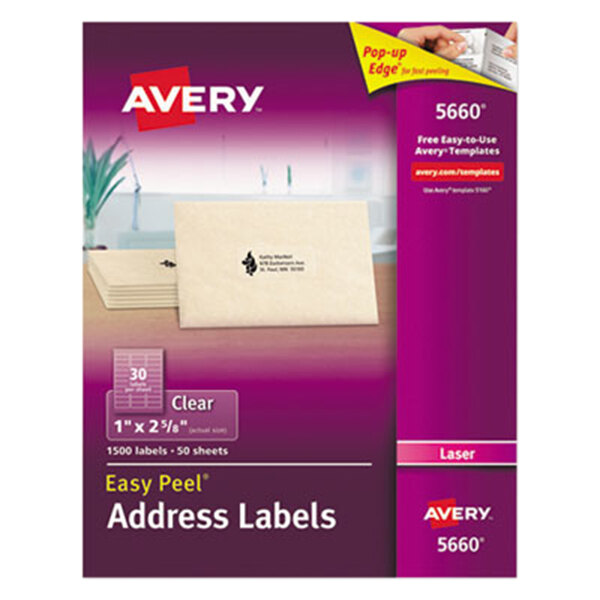 Avery 5660 1 X 2 5 8 Easy Peel Clear Mailing Address Labels 1500 Box