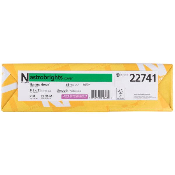 Neenah 22741 Astrobrights 8 1/2" x 11" Gamma Green 65# Smooth Color ...