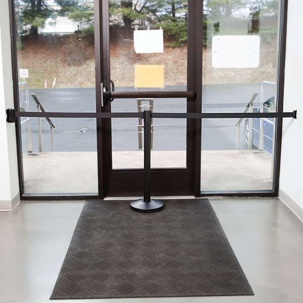 Lancaster Table & Seating Black Wall-Mount Stanchion with 6 1/2' Black ...